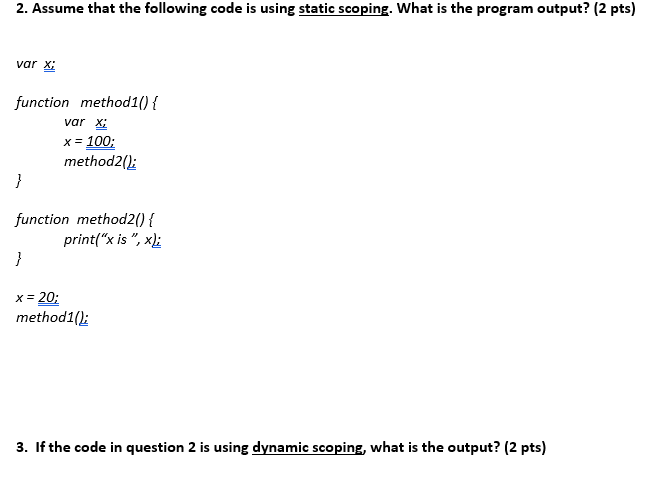 Solved 2. Assume that the following code is using static | Chegg.com