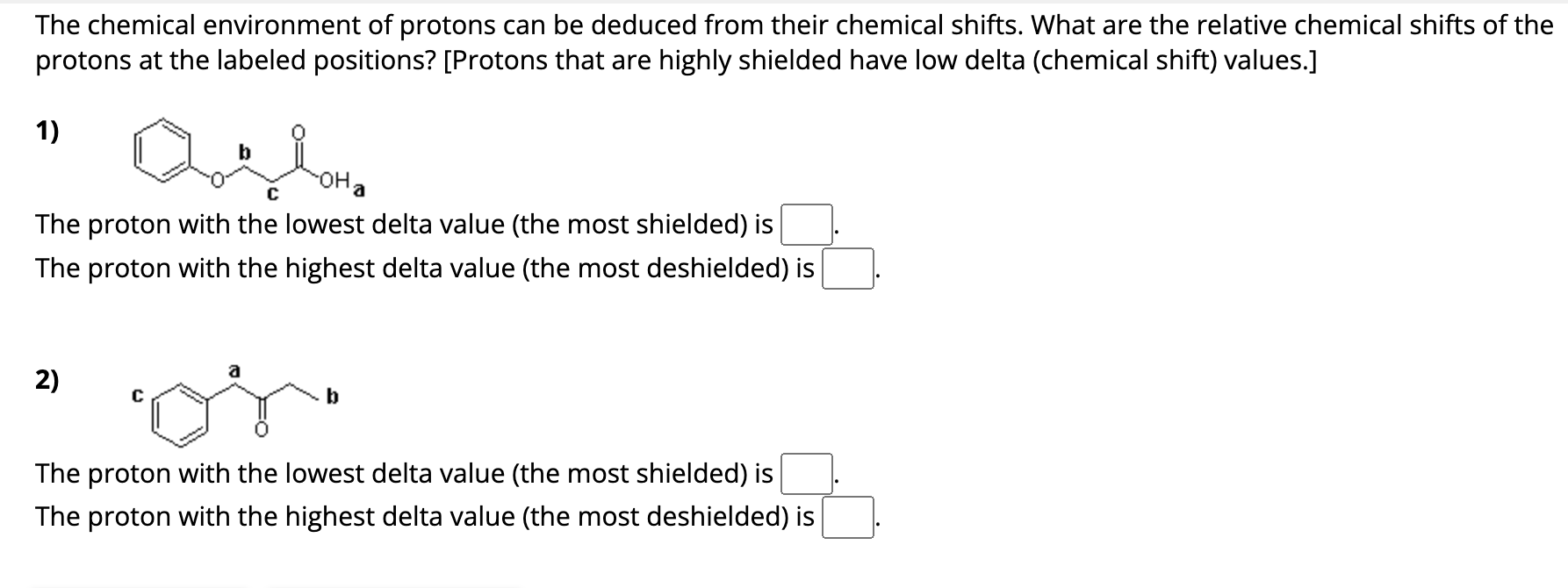 Solved The chemical environment of protons can be deduced | Chegg.com