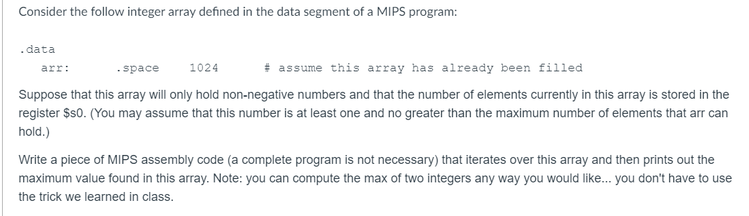 Solved Consider The Follow Integer Array Defined In The Data 