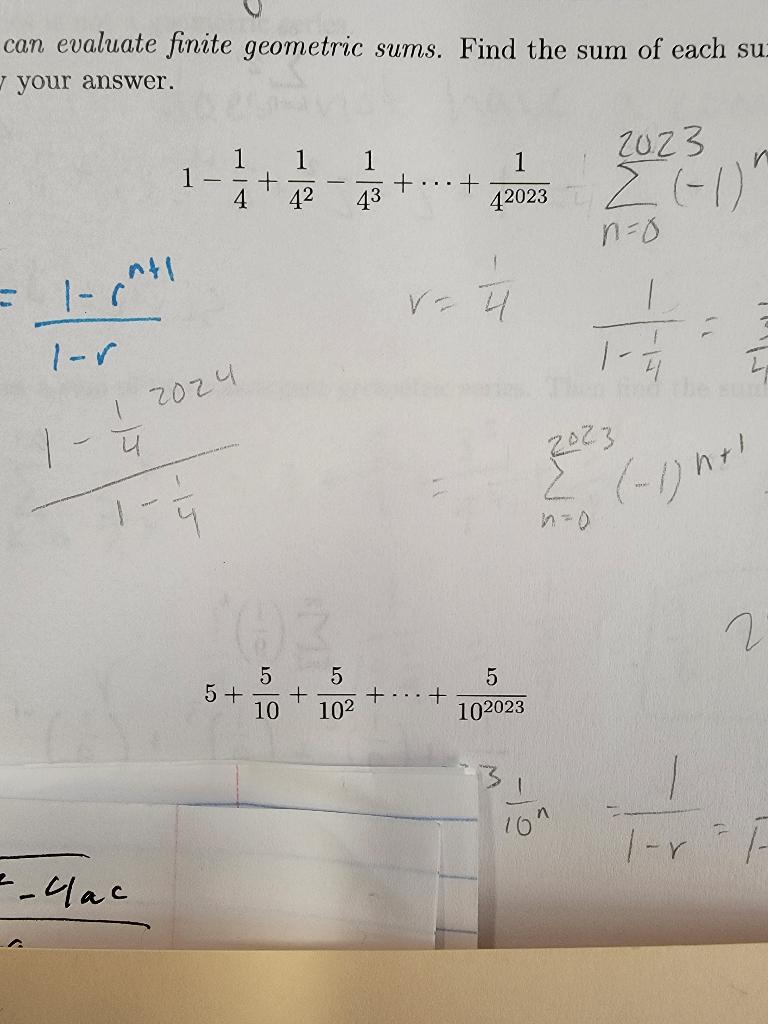 Solved Can Evaluate Finite Geometric Sums Find The Sum Of