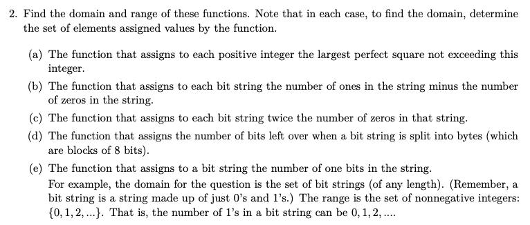 2. Find the domain and range of these functions. Note | Chegg.com