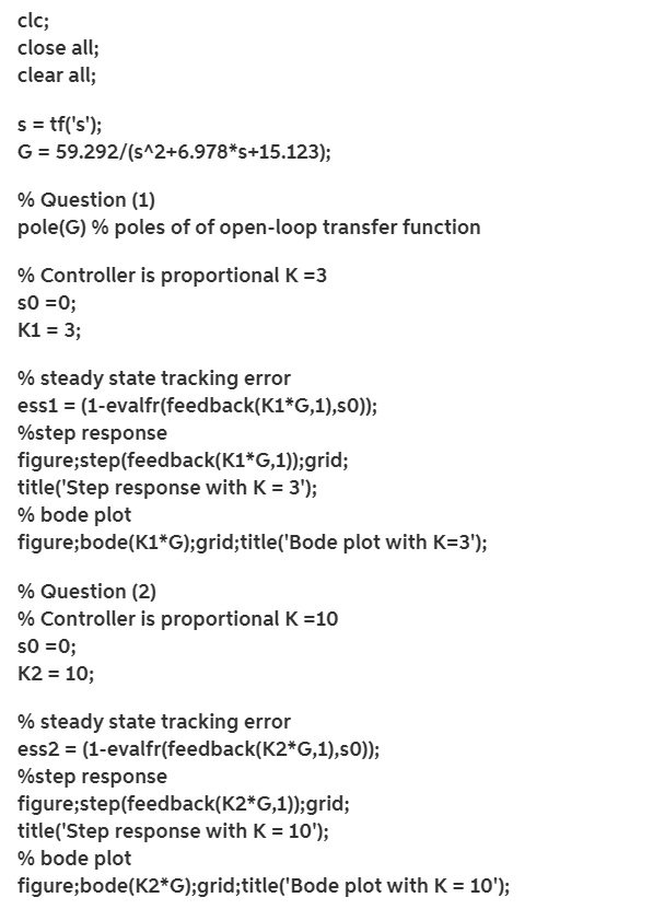 Matlab help on Parts 4 and 5. See below for code from | Chegg.com