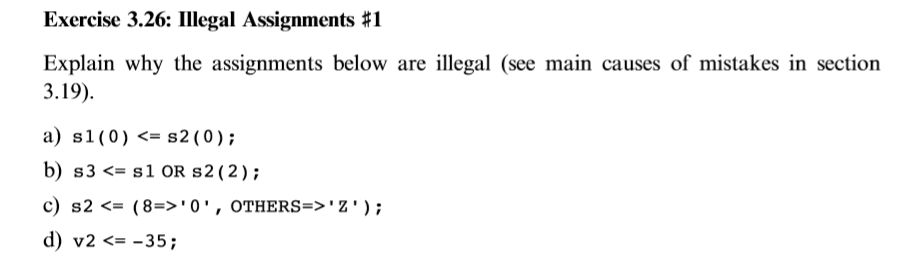 Solved Exercise 3.26: Illegal Assignments #1 Explain why the | Chegg.com