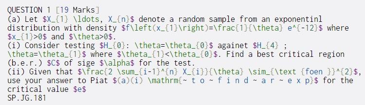Solved QUESTION 1 [19 Marks ] (a) Let $X_{1} \ldots, X_{n}$ | Chegg.com