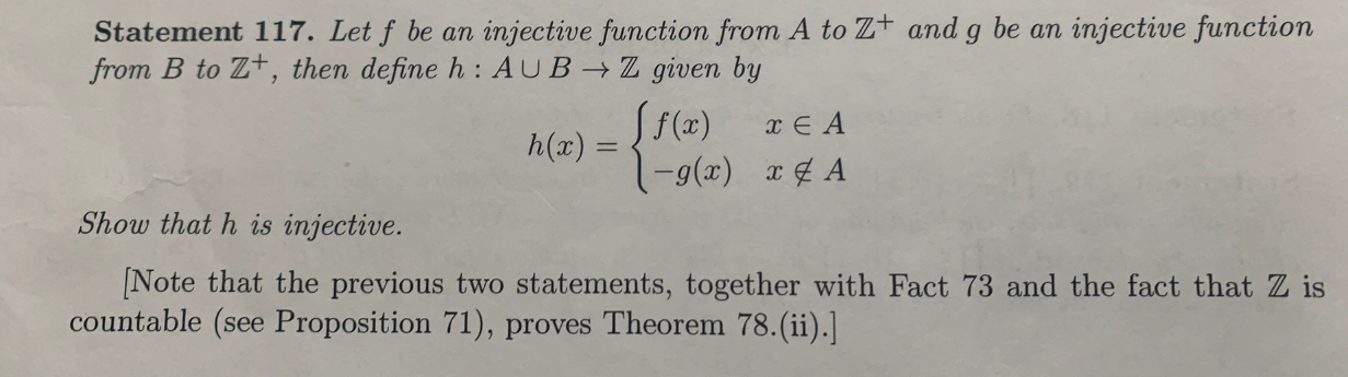 Solved Statement 117. ﻿Let f ﻿be an injective function from | Chegg.com