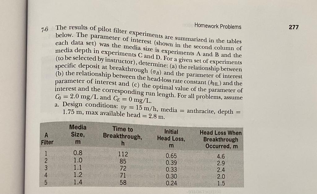Homework Problems 7.6 The results of pilot filter | Chegg.com