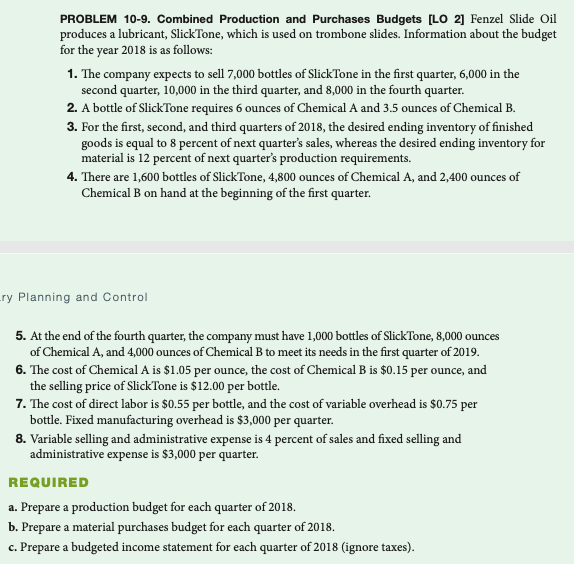 Solved PROBLEM 10-9. Combined Production and Purchases | Chegg.com