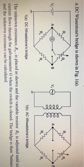 Solved A DC Wheatstone's bridge is shown in Fig. 1(a). R, R, | Chegg.com