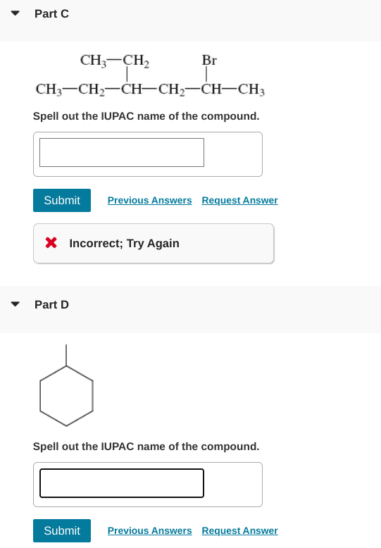 Solved Spell out the IUPAC name of the compound. Part D | Chegg.com