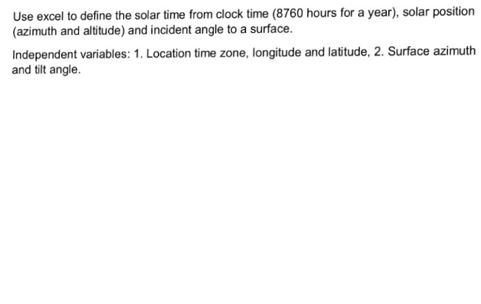 Solved Use excel to define the solar time from clock time | Chegg.com