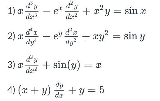 Solved - classify each DE as ODE or PDE, the order of | Chegg.com