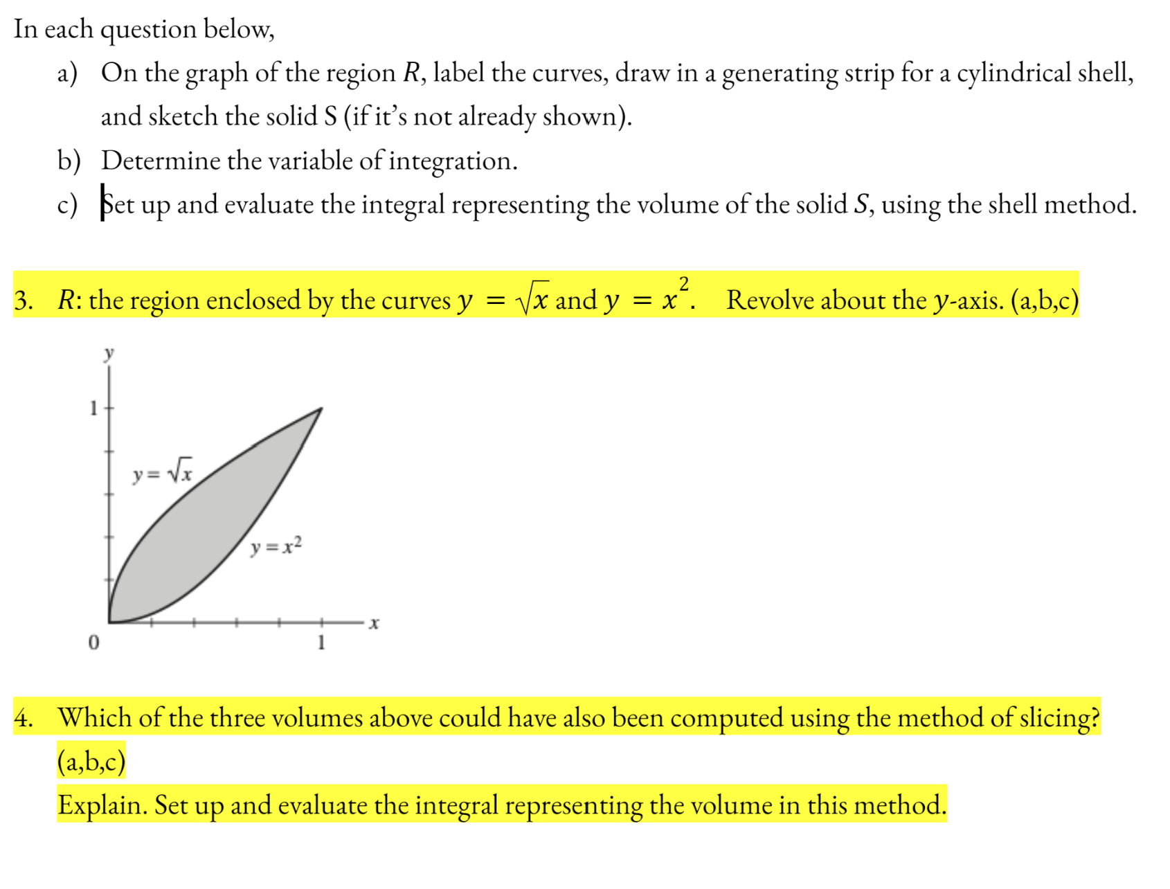 Solved In each question below, On the graph of the region R, | Chegg.com