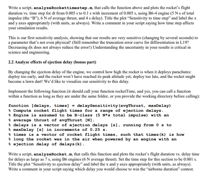 Part (b) In Part (a) you simulated the flight of a | Chegg.com