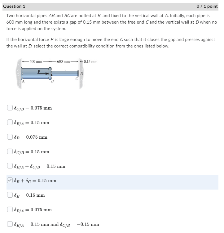 Solved Question 1Two horizontal pipes AB ﻿and BC ﻿are bolted | Chegg.com