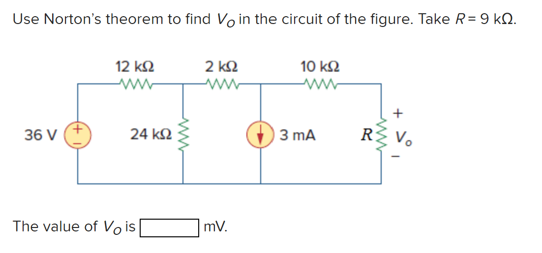 Solved Use Norton’s theorem to find Vo in the circuit of the | Chegg.com