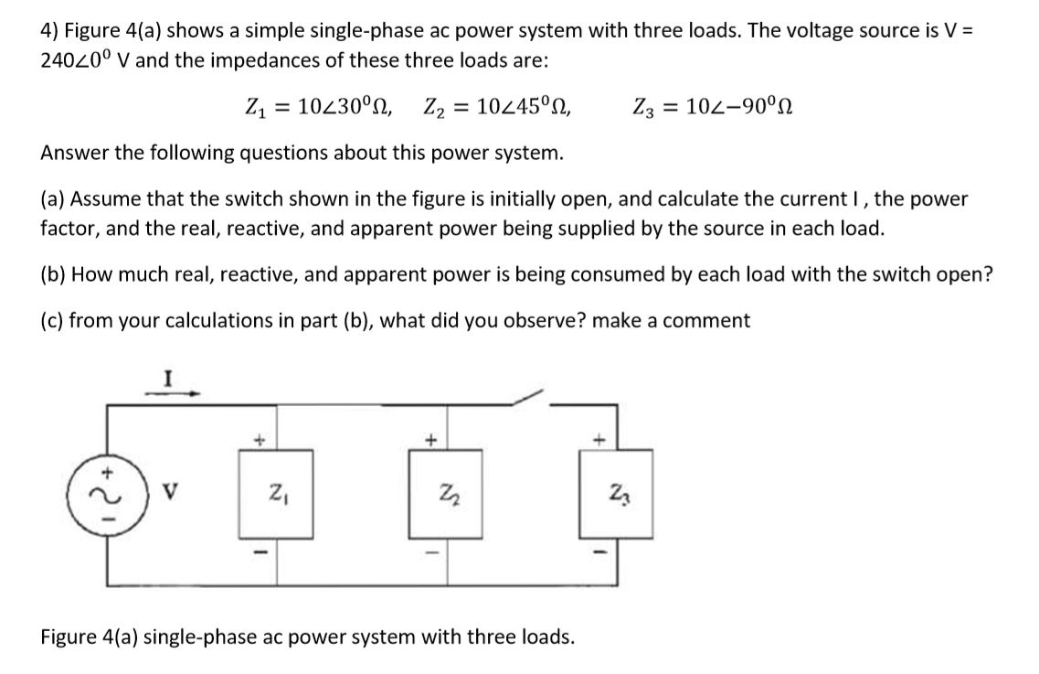 Solved 4) Figure 4(a) shows a simple single-phase ac power | Chegg.com