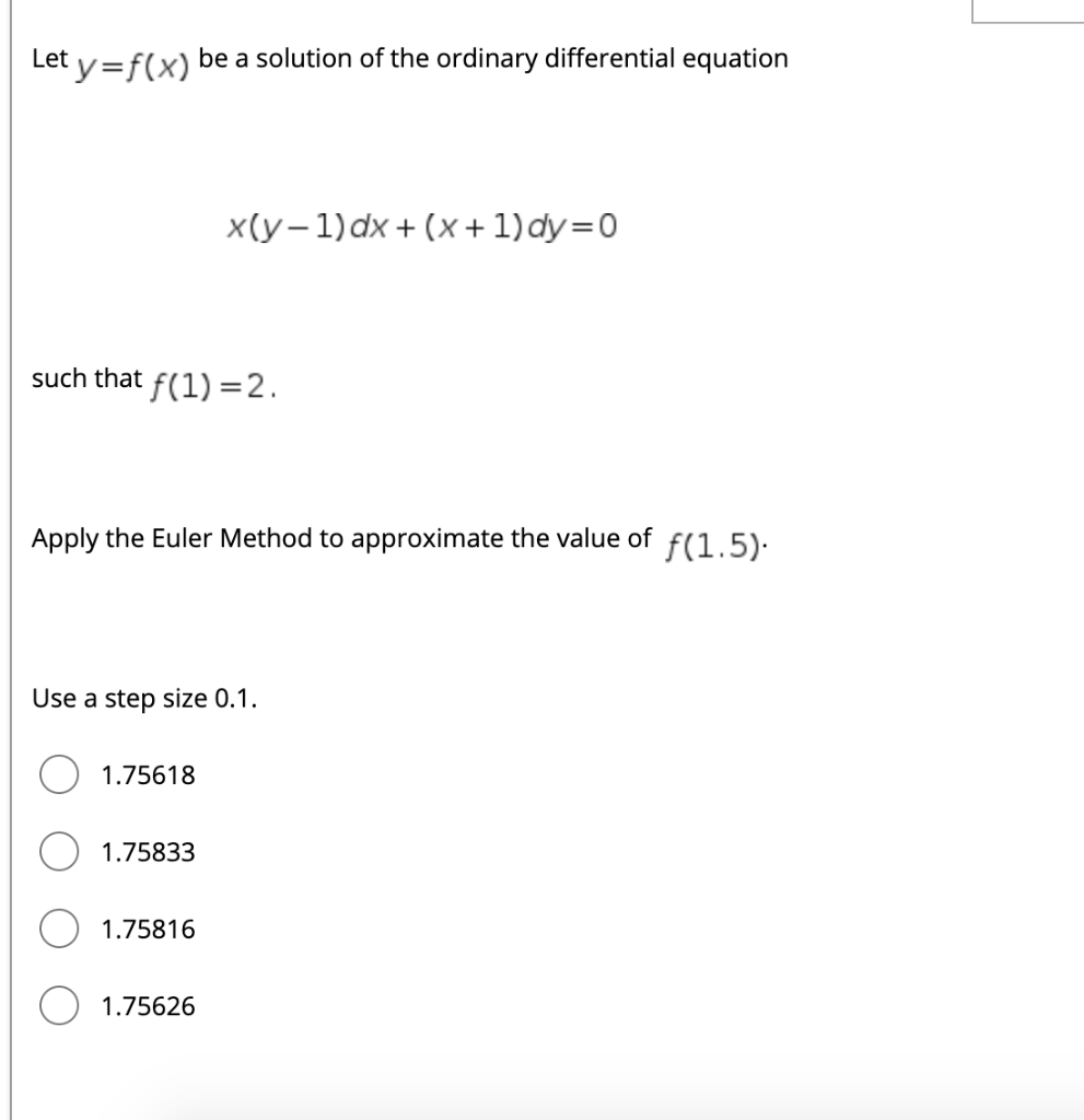 Solved Let Y F X Be A Solution Of The Ordinary Differential