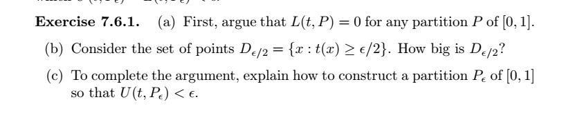 Exercise 7.6.1. (a) First, argue that L(t,P)=0 for | Chegg.com