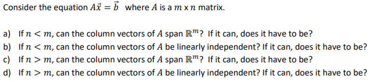 Solved Consider the equation Ar = b where A is a mxn matrix. | Chegg.com