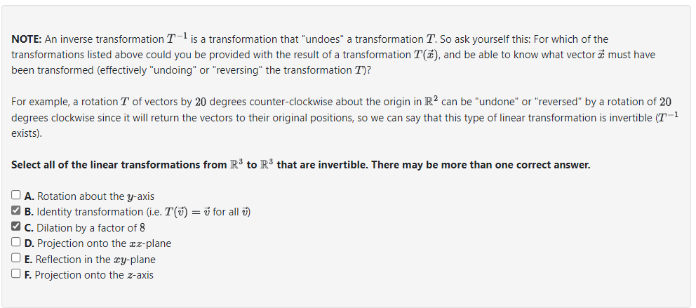 Solved NOTE: An inverse transformation T−1 is a | Chegg.com