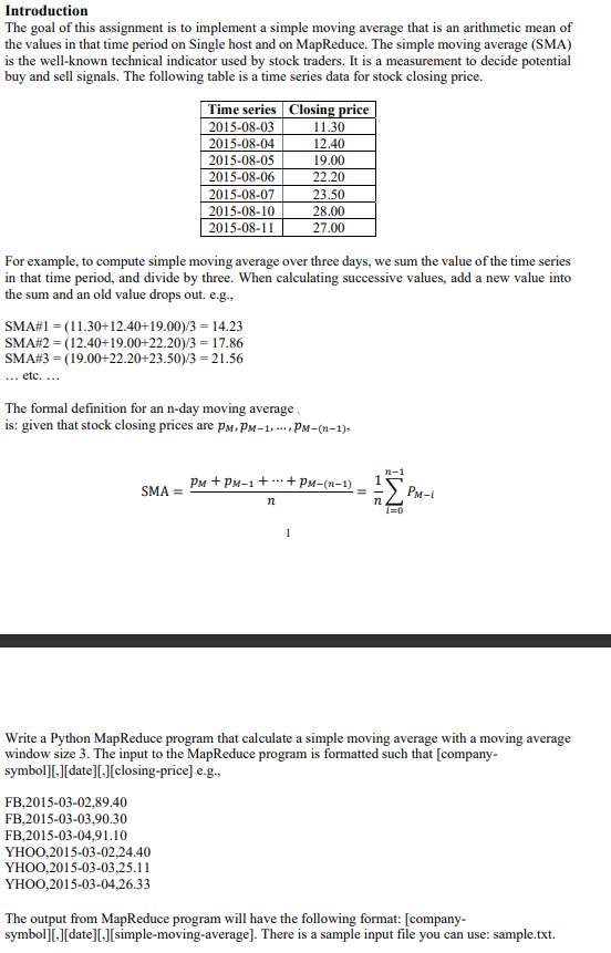 Solved This should utilize Hadoop along with Python and | Chegg.com