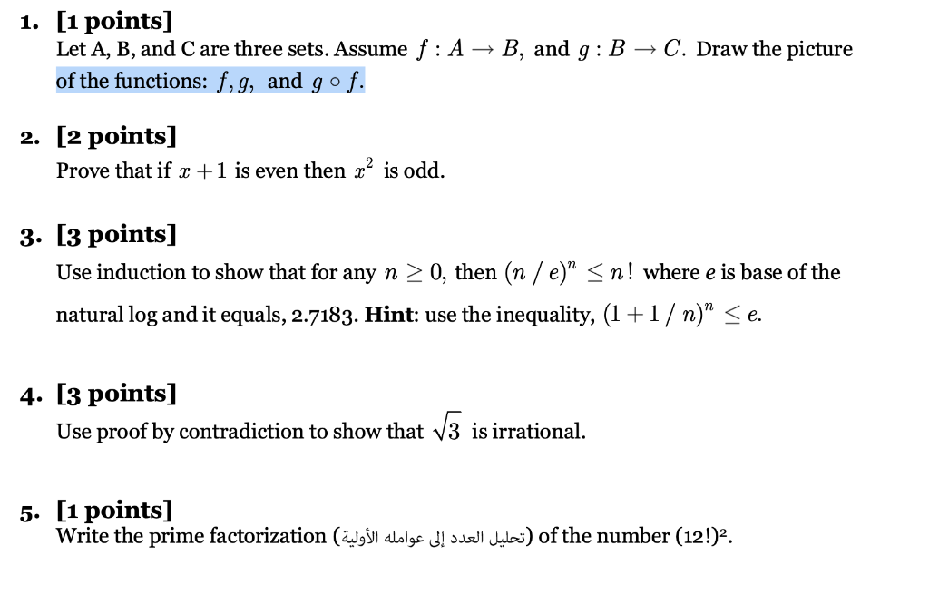 1. [1 points] Let A, B, and C are three sets. Assume | Chegg.com