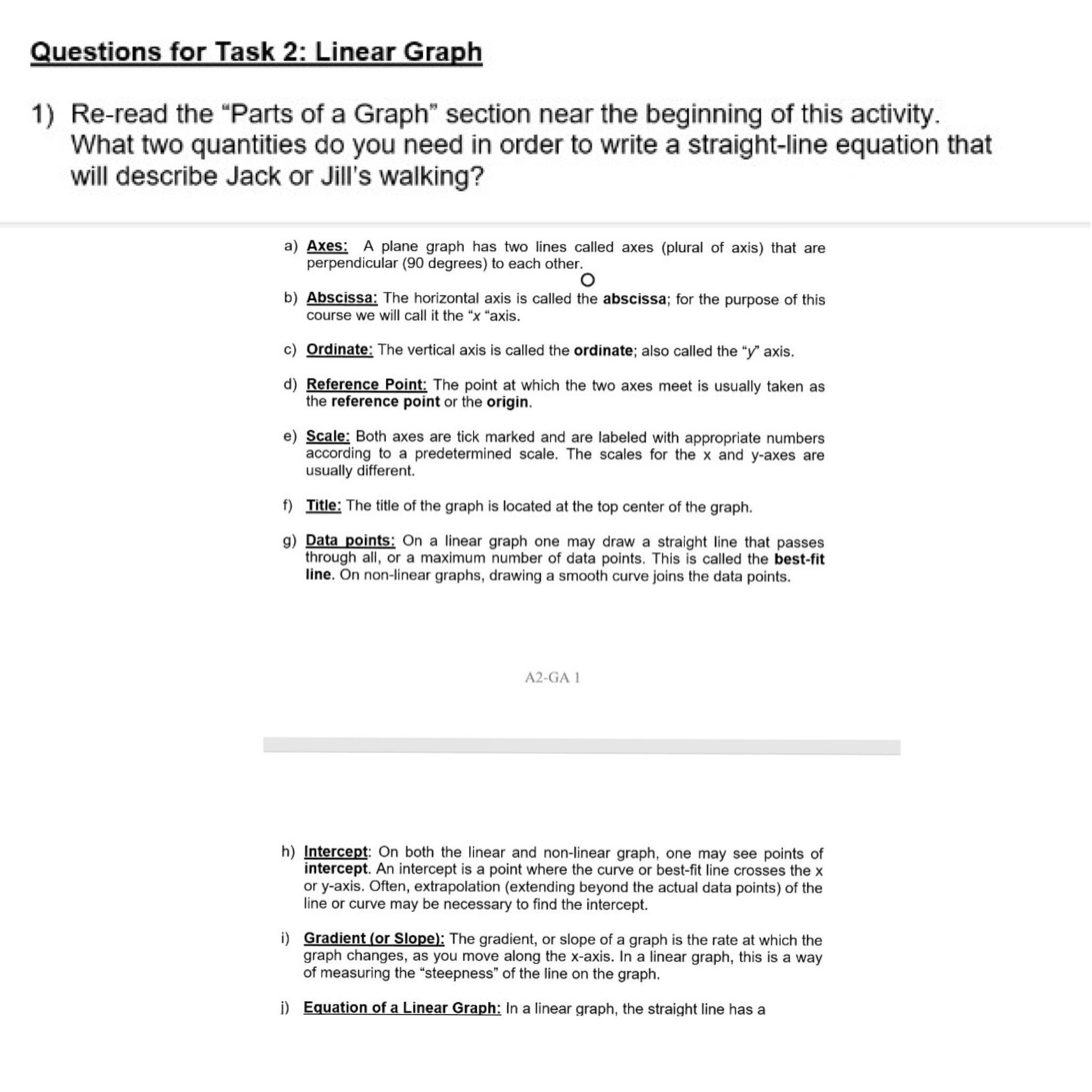 Solved 1) Re-read the "Parts of a Graph" section near the | Chegg.com