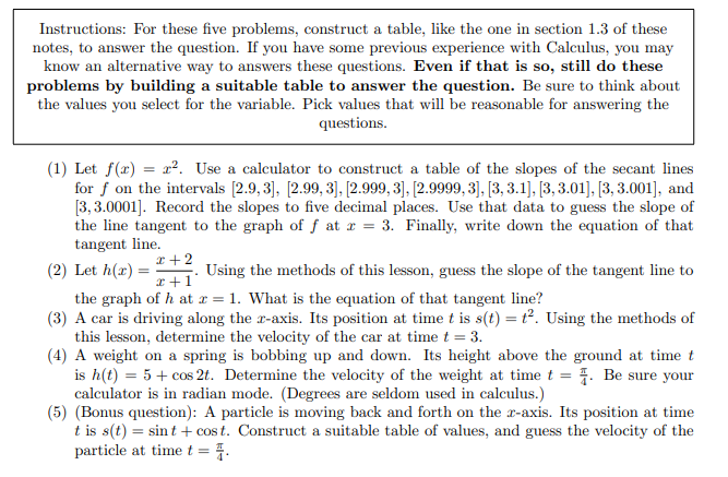 Solved Instructions: For these five problems, construct a | Chegg.com