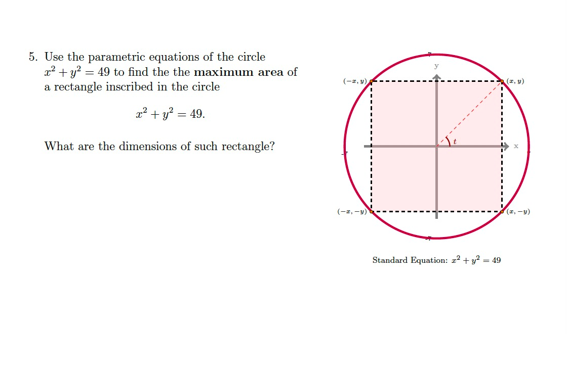 Solved 5. Use the parametric equations of the circle x2 + y2 | Chegg.com