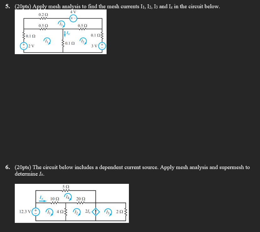 Solved (20pts) Determine ix and vx using nodal analysis | Chegg.com