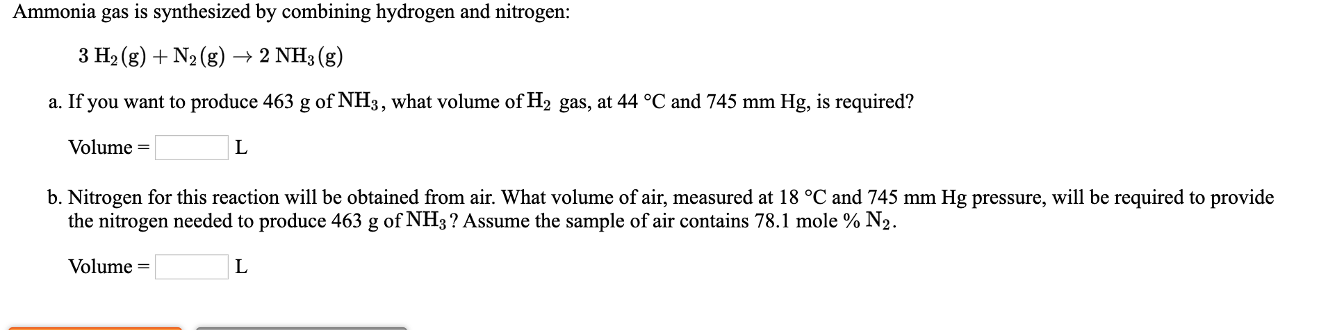 Solved Ammonia gas is synthesized by combining hydrogen and | Chegg.com