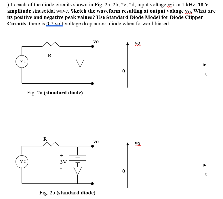 Solved ) In each of the diode circuits shown in Fig. 2a, 2b, | Chegg.com