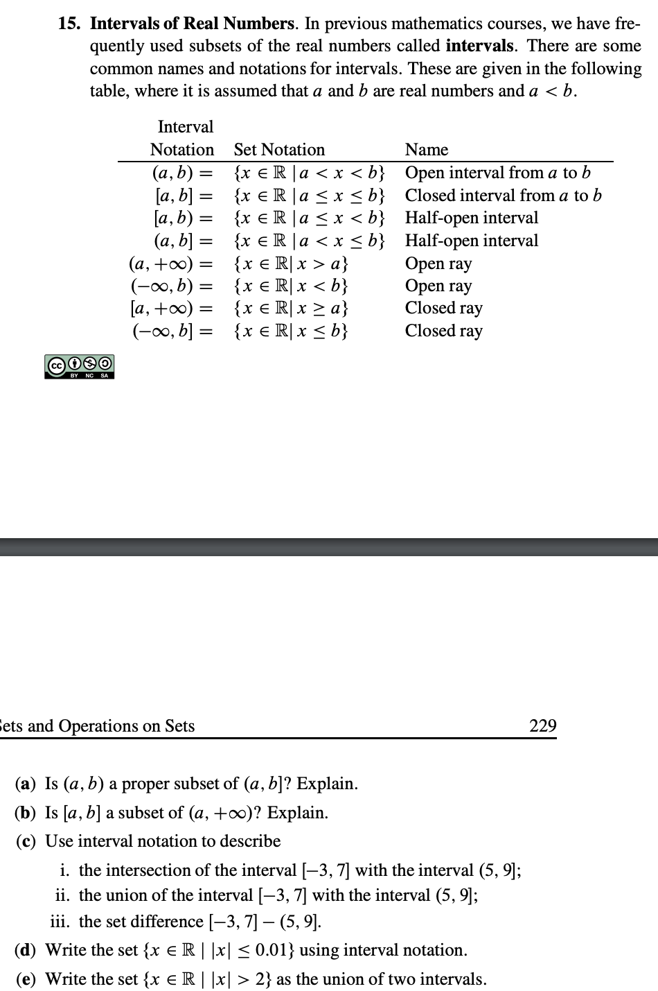 Solved 15. Intervals of Real Numbers. In previous | Chegg.com