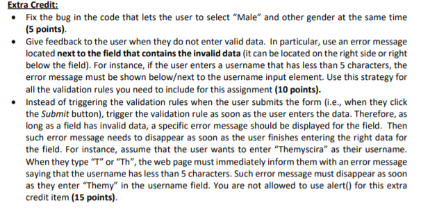 Solved Objective: Familiarize with HTML form validation | Chegg.com