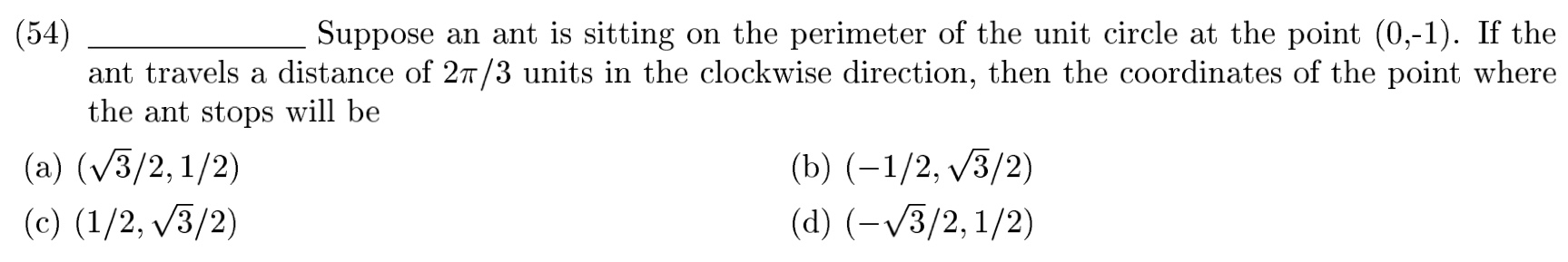 Solved (54) Suppose an ant is sitting on the perimeter of | Chegg.com