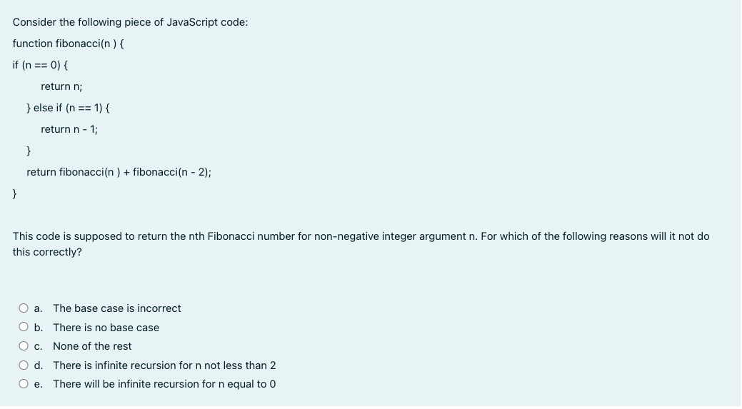 Solved Consider the following piece of JavaScript code: | Chegg.com