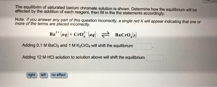 Solved The equilibrim of saturated barium chromate solution | Chegg.com