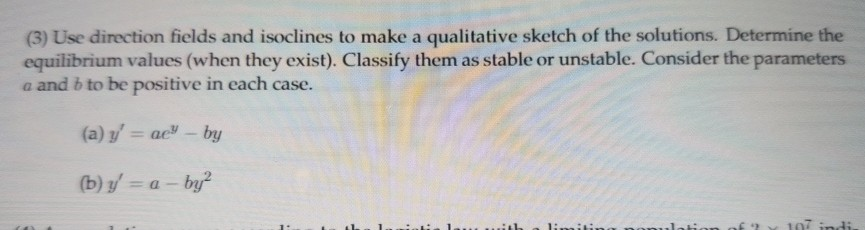 Solved (3) Use direction fields and isoclines to make a | Chegg.com
