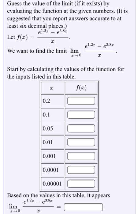 Solved Guess The Value Of The Limit If It Exists By
