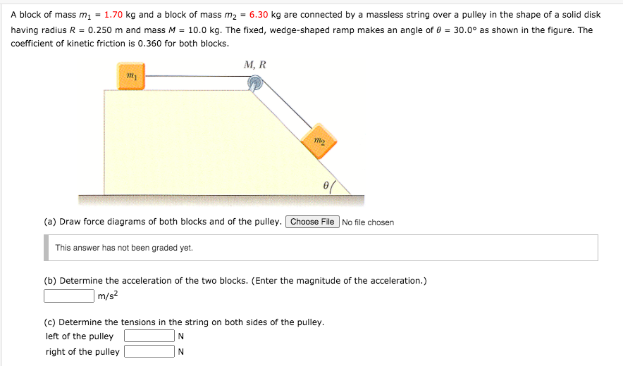 Solved A block of mass m1 = 1.70 kg and a block of mass m2 = | Chegg.com