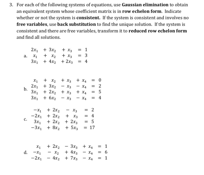Solved 3. For each of the following systems of equations, | Chegg.com