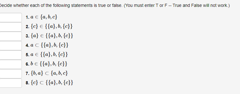 Solved Decide whether each of the following statements is | Chegg.com