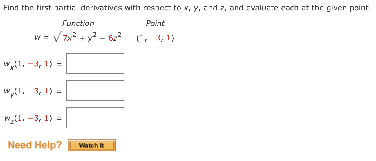 Solved Find the first partial derivatives with respect to x, | Chegg.com