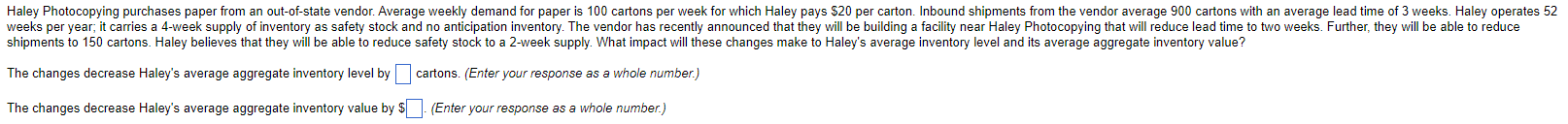Solved he changes decrease Haley's average aggregate | Chegg.com