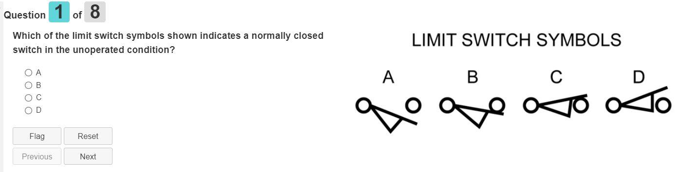 Solved Question 1 of 8 Which of the limit switch symbols | Chegg.com
