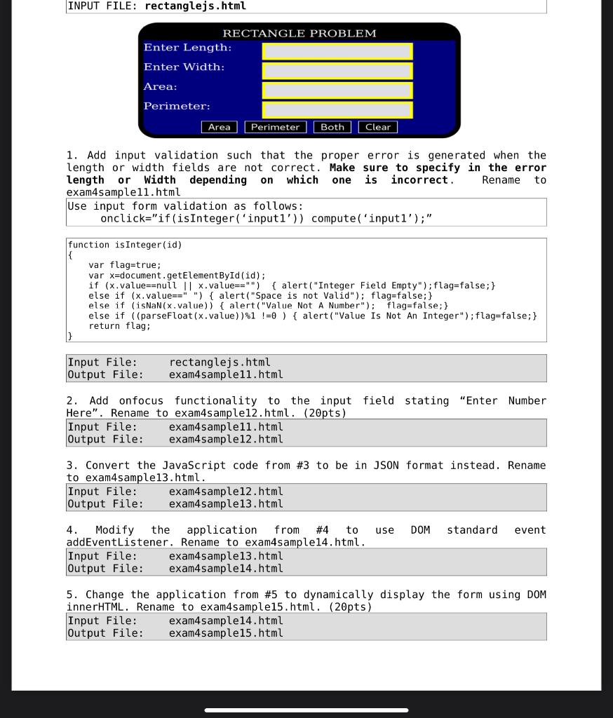 1. Add input validation such that the proper error is | Chegg.com