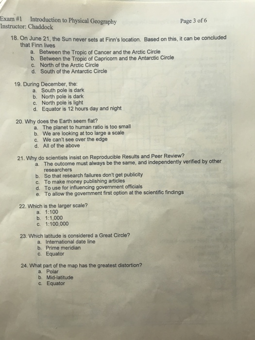 Solved Exam #1 Introduction to Physical Geography | Chegg.com