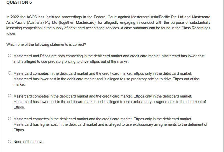 Solved In 2022 the ACCC has instituted proceedings in the | Chegg.com