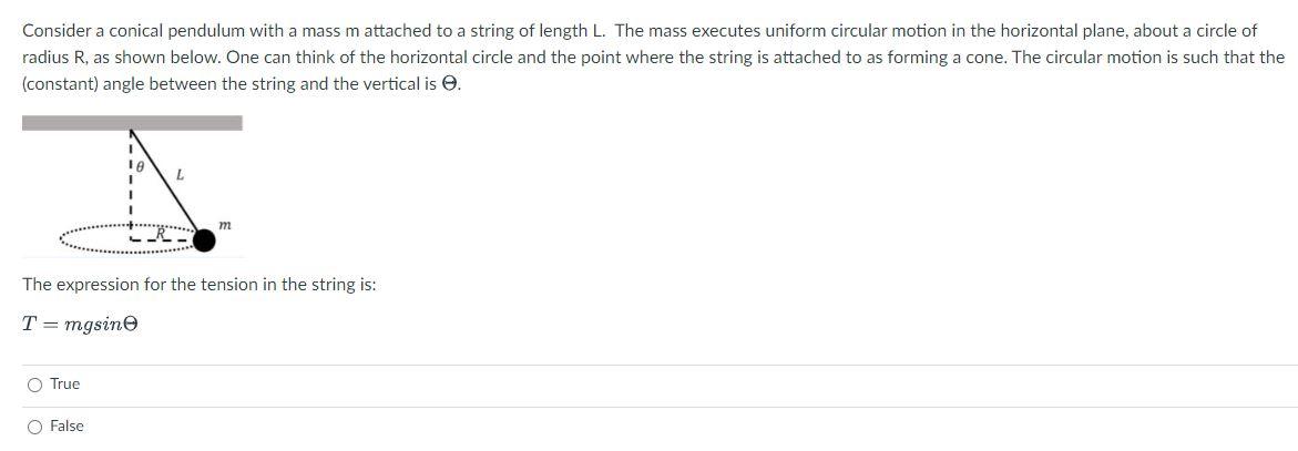 Solved Consider a conical pendulum with a mass m attached to | Chegg.com