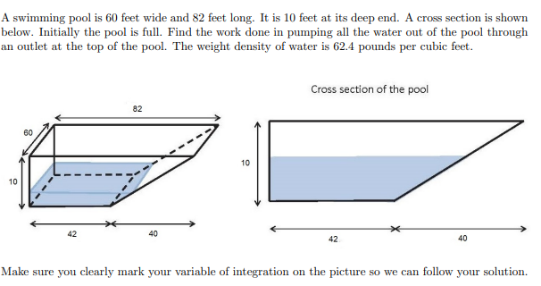 Solved A swimming pool is 60 ﻿feet wide and 82 ﻿feet long. | Chegg.com